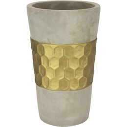 Dekovase I.GE.A. "Goldverzierte Blumenvase", gold, B:15cm H:25cm, Vasen, Vase Zylindervase mit goldener Struktur grau gold Betonoptik Tischvase