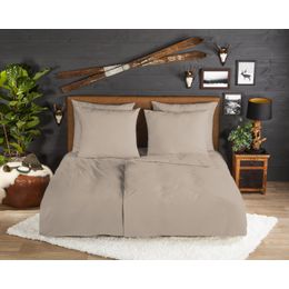 Bettwäsche Good Morning "Flanel Uni", beige (sand), B/L: 135cm x 200cm, 1 Stk., 1 Stk., Flanell, B/L: 80cm x 80cm, 2 Stk., Flanell, Obermaterial: 100% Baumwolle, Bettwäsche, Flanell, Biber, Baumwolle, Winter, Warm, Reißverschluss, Einfarbig Uni
