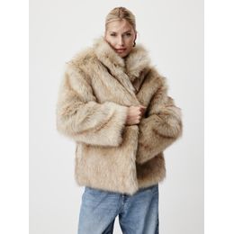 Fellimitatjacke LEGER "Fergie, LeGer by Lena Gercke", Damen, Gr. 38/40, greige, Plüsch, Obermaterial: 100% Polyacryl, unifarben, regular fit normal, Rundhals, eingesetzt gerader Abschluss, Jacken, Regular fit mit Rundhalsausschnitt