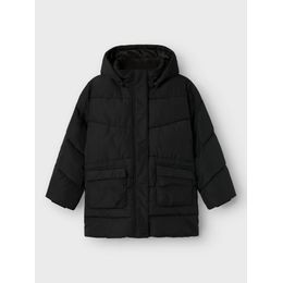 Steppjacke name it "NKFMEDOW03 JACKET LONG FO NOOS", Mädchen, Gr. 164, schwarz, Web, Obermaterial: 100% Polyester, unifarben, Jacken