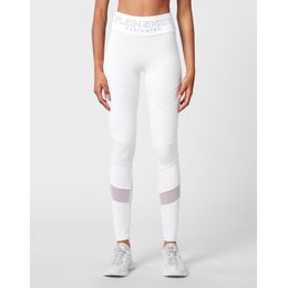Leggings Plein Sport "Statement", Damen, Gr. M, US-Größen, weiß (01, weiß), Obermaterial: 90% Polyester, 10% Elasthan, Hosen