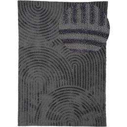 Teppich CarpetFine "Holly Zen 1", grau, B:140cm H:12mm L:200cm, Polyester, Teppiche, Hoch-Tief-Effekt, geometrisch, Zeitloses Design, dekoratives Highlight