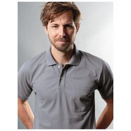 Poloshirt TRIGEMA "TRIGEMA Polohemd mit Brusttasche", Herren, Gr. M, grau (cool, grau), 100% Baumwolle, Basic, Shirts