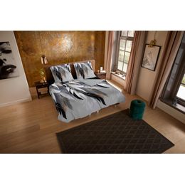 Wendebettwäsche "Ross leaves", grau (hellgrau), B/L: 135cm x 200cm, 1 Stk., 1 Stk., Microfaser, B/L: 80cm x 80cm, Microfaser, Obermaterial: 100% Polyester, PURE LUXURY COLLECTION, Bettwäsche, Mikrofaser, 135x200, Pflegeleicht, Reißverschluss, Wendeoptik, Grau