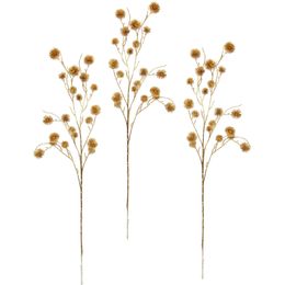 Kunstblume I.GE.A. "Distel", gold (goldfarben), B:18cm H:100cm L:6cm, Obermaterial: 100% Kunststoff, Kunstpflanzen, Künstlicher Mini Distelzweig, gold Metallic, 3er Set