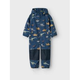 Softshelloverall name it "NMMALFA08 SOFTSHELL SUIT AOP1 FO NOOS", Jungen, Gr. 80, N-Gr, blau (schwarz denim), Softshell, Obermaterial: 94% Polyester, 6% Elasthan, bedruckt, Overalls