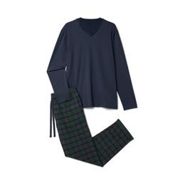 Tchibo - Pyjama-Set mit Flanellhose - Herren - Gr. XL - dunkelblau/kariert