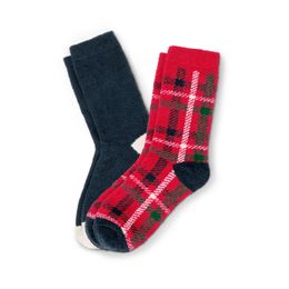 Tchibo - 2 Paar Kuschelsocken - Damen - Gr. 39-42 - wei&szlig;/kariert
