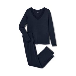 Tchibo - Pyjama-Set mit Spitzenbesatz - Damen - Gr. M - dunkelblau