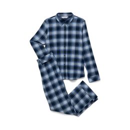 Tchibo - Flanell-Pyjama-Set - Damen - Gr. 44 - blau/kariert