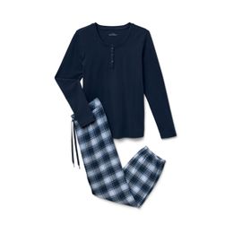 Tchibo - Flanell-Pyjama-Set - Damen - Gr. S - dunkelblau