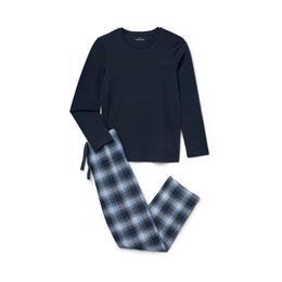 Tchibo - Kinder-Flanell-Pyjama - Jungen - Gr. 122/128 - weiß/kariert