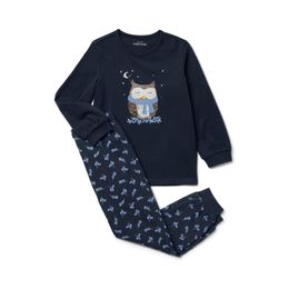 Tchibo - Kinder-Pyjama »Glow in the dark« - Herren - Gr. 122/128 - dunkelblau/print