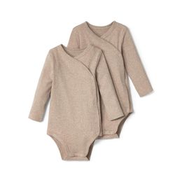 Tchibo - 2 Baby-Langarmbodys - Herren - Gr. 86/92 - beige