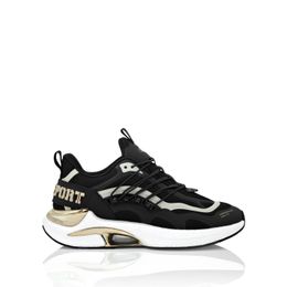 Sneaker Plein Sport "Air Pressure //Gen.x.4", Damen, Gr. 43, Normalschaft, schwarz (0293, schwarz, lightgold), Schuhe Sneaker