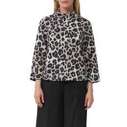 Sweatshirt s.Oliver BLACK LABEL, Damen, Gr. 38, schwarz leo, Sweatware, Obermaterial: 49% Modal, 45% Polyester, 6% Elasthan, animal-print, bedruckt, relaxed fit taillenbedeckt, ohne Ausschnitt, Sweatshirts, mit All-Over Print