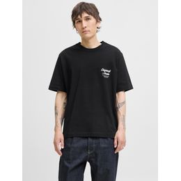 Jack & Jones Kurzarmshirt JACK & JONES "JORNORREBRO TYPO TEE SS CREW NECK NOOS", Herren, Gr. L, schwarz, Jersey, Obermaterial: 100% Baumwolle, bedruckt, relaxed fit normal, Rundhals, Shirts, mit Print