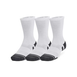 Tennissocken Under Armour "Unisex UA Performance Tech-Crew-Socken im 3er-Pack", Herren, Gr. M (36,5/41,5), weiß (weiß 100), Obermaterial: 98% Polyester, 2% Elasthan, Socken