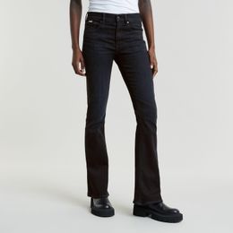 G-Star Raw Bootcut-Jeans G-STAR "3301 Flare Wmn", Damen, Gr. 26, Länge 30, schwarz (worn in schwarz vortex), Denim/Jeans, Obermaterial: 91% Baumwolle, 7% Elastomultiester, 2% Elasthan, bootcut fit normal, Jeans