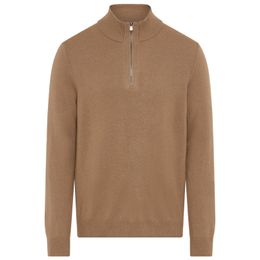 JOOP! Strickpullover JOOP JEANS "Lauriono", Herren, Gr. L, medium beige, Strick, Obermaterial: 80% Wolle, 20% Polyamid, clean, unifarben, regular fit normal, Rundhals, eingesetzt Rippstrickbündchen, Pullover, mit Reißverschluss
