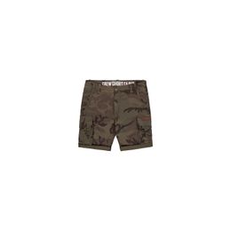 Shorts Alpha Industries "Crew Short Camo", Herren, Gr. 30, Normalgrößen, grün (schwarz olive camo), Obermaterial: 98% Baumwolle, 2% Elastan, Hosen