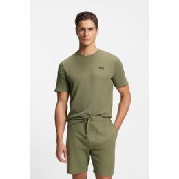 Pyjamaoberteil BOSS "Waffle T-Shirt", Herren, Gr. L, open grün 349, Obermaterial: 60% Baumwolle, 40% Polyester, regular fit, Rundhals, Shirts