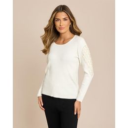 Ovanti Strickdesign Glow Pullover Spitze/Perlen-Ärmel