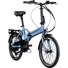 Zündapp Zündapp Z101 20 Zoll Elektro Klapprad für Erwachsene 150 - 180 cm 6 Gang E Klappfahrrad E Bike Faltrad Pedelec StVZO hellblau