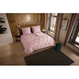Wendebettwäsche "Elegence", hellrosa, B/L: 135cm x 200cm, 1 Stk., 1 Stk., Microfaser, B/L: 80cm x 80cm, 2 Stk., Microfaser, Obermaterial: 100% Polyester, PURE LUXURY COLLECTION, Bettwäsche, Mikrofaser, Uni, Stickerei, luxuriöse Falten, Reißverschluss