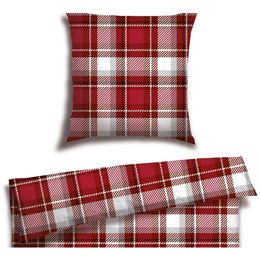 Bettwäsche Schiesser "Metor aus weichem Baumwollflanell mit Winterkaros", rot, B/L: 135cm x 200cm, 1 Stk., 1 Stk., Feinbiber, B/L: 80cm x 80cm, 2 Stk., Feinbiber, Obermaterial: 100% Baumwolle, Bettwäsche, Made in Green