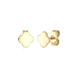 Paar Ohrstecker Elli Premium "Ohrstecker Kleeblatt 585 Gelbgold", gold, Ohrringe, Damen, onesize, ohne Stein, Gelbgold 585