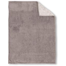 Tagesdecke Biberna "Tagesdecke Sherpa", taupe, B:150cm L:200cm, Polyester, Tagesdecken, Kuscheldecke, superweiche + warme Sherpa Wende-Decke