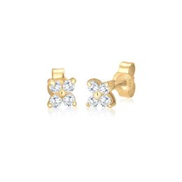 Paar Ohrstecker Elli Premium "Blume Zirkonia 585 Gelbgold", gold, Ohrringe, Damen, onesize,mit Steinen, Gelbgold 585