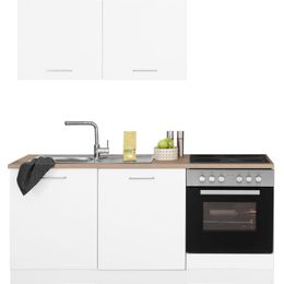 Küchenzeile KOCHSTATION "KS-Visby", weiß (küche: weiß, korpus: weiß, arbeitsplatte: eiche sonoma), B:180cm T:60cm, Komplettküchen-Sets, ohne E-Geräte, Breite 180 cm