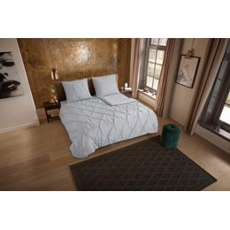 Wendebettwäsche "Elegence", grau (hellgrau), B/L: 135cm x 200cm, 1 Stk., 1 Stk., Microfaser, B/L: 80cm x 80cm, 2 Stk., Microfaser, Obermaterial: 100% Polyester, PURE LUXURY COLLECTION, Bettwäsche, Mikrofaser, Uni, Stickerei, luxuriöse Falten, Reißverschluss