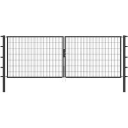 Zaundoppeltür Alberts "Flexo", grau (anthrazit), B:400cm H:140cm, Stahl, Tore, 400 cm Breite, in versch. Höhen