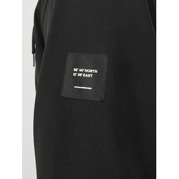Jack & Jones PlusSize Softshelljacke "JJEBASIC mit Kapuze und wasserabweisendem Stoff", Herren, Gr. 6XL, schwarz, Softshell, Obermaterial: 100% Polyester, JACK & JONES PLUSSIZE, unifarben, normal, Bündchen, Jacken, unifarben, modisch, regular fit, Kunstfaser, Topseller
