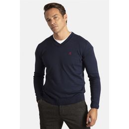 Strickpullover SIR RAYMOND TAILOR "Los Angeles", Herren, Gr. XL, blau, 100% Baumwolle, unifarben, normal, V-Ausschnitt, Pullover, mit klassischem V-Ausschnitt