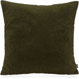 HOCK Dekokissen H.O.C.K. "Fino", grün (dunkelgrün, unifarben), B:60cm H:10cm L:60cm, Obermaterial: 100% Polyester. Füllung: 100% Polyester, Dekokissen_Sitzkissen_Kissenhüllen, Teddy-Plüsch, wärmend, inkl. Füllung, Bezug mit Reißverschluss