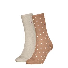 Socken Tommy Hilfiger "TH WOMEN SOCK DOT", Damen, Gr. 35-38, beige (sand), Baumwollmischung, normal, Socken, mit feinem Rippenbündchen und Logostickerei