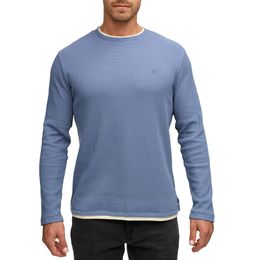 Langarmshirt INDICODE "INSigfinn", Herren, Gr. L, china blau, Single Jersey, Obermaterial: 60% Baumwolle, 40% Polyester, unifarben, regular fit normal, Rundhals, Shirts