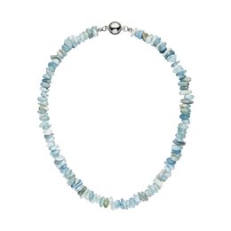 Kette ohne Anh&auml;nger Jobo, blau (hellblau), Halsketten, Damen, Metall, L: 45, mit Aquamarin barock 45 cm
