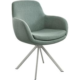 Esszimmerstuhl Musterring "Tavia", blau (aqua, edelstahl gebürstet), B:62cm H:86cm T:66cm, Stühle, Stativgestell Edelstahl, wahlweise mit Drehfunktion, diverse Farben