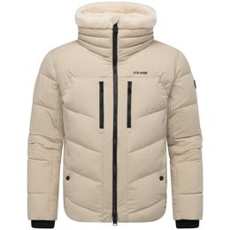 Steppjacke STONE HARBOUR "Ansello XX", Herren, Gr. L (52), sand, Obermaterial: 100% Polyester, Innenfutter: 100% Polyester, Wattierung: 100% Polyester, Ärmelfutter: 100% Polyester, gerade hüftbedeckend, hoch geschlossener Ausschnitt, Ärmel ohne Ärmelschlitz Bündchen, Jacken, Gesteppte Herrenjacke mit Teddy-Kunstfell-Kragen