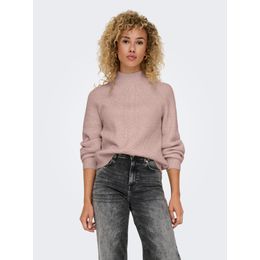 Stehkragenpullover Only "ONLKATIA LS DETAIL HIGHNECK CC KNT", Damen, Gr. L, rosa (rose smoke detail:melange), Strick, Obermaterial: 50% Viskose, 27% Nylon, 23% Polyester, meliert, unifarben, regular fit, Rippbündchen, Pullover