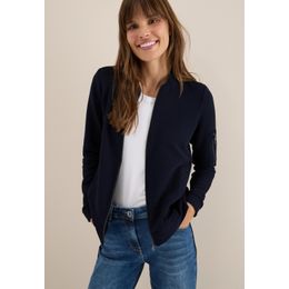 Blouson Cecil, Damen, Gr. L (42), urban dunkelblau, Web, Obermaterial: 60% Polyester, 37% Viskose, 3% Elasthan, unifarben, lässig geschnitten hüftbedeckend, V-Ausschnitt, Bündchen, Jacken, mit Reißverschluss, im Ottoman-Look