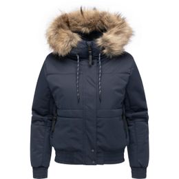 Winterjacke Ragwear "Deluxia YOUMODO", Damen, Gr. L (40), navy, Obermaterial: 100% Polyester; Innenfutter: 100% Polyester; Wattierung: 100% Polyester, gerade hüftlang, hoch geschlossener Ausschnitt, eng Bündchen, Jacken, modische Damen Bomberjacke mit Kunstfell