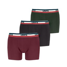Levi's Boxershorts LEVI'S "LEVIS MEN SPRTSWR LOGO BOXER BRIEF 3P", Herren, Gr. M, grün (rot, schwarz, grün), Obermaterial: 95% Baumwolle, 5% Elasthan, körpernah, Unterhosen, mit breitem Logobund