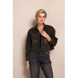 Blouson Zhrill "ZHLOUIE", Damen, Gr. L, grün, Web, Obermaterial: 100% Baumwolle, bequem hüftlang, Rundhals, Jacken, mit Animal-Print