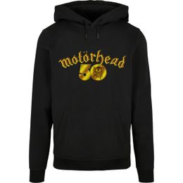 Kapuzensweatshirt Merchcode "Merchcode Motorhead - 50th Anniversary Gold Logo Basic Hoody", Herren, Gr. 4XL, schwarz, 50% Baumwolle, 50% Polyester, bedruckt, Sweatshirts
